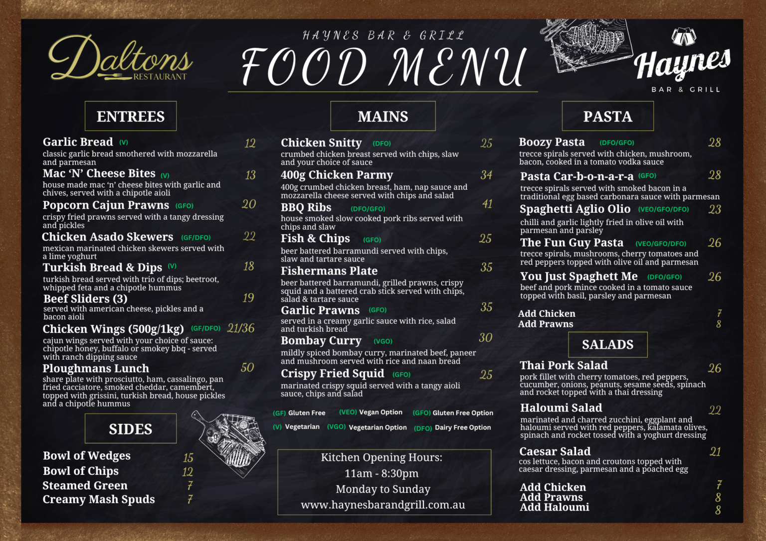 Menus - Haynes Bar & Grill