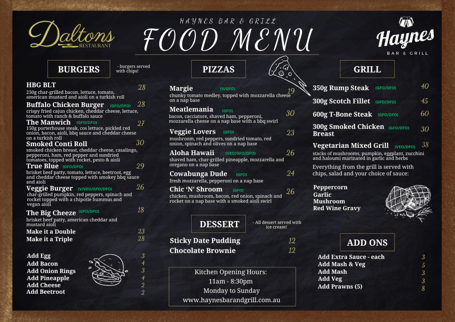 Menus - Haynes Bar & Grill