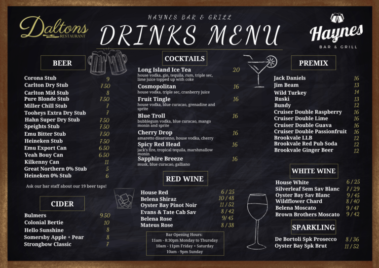 Menus - Haynes Bar & Grill